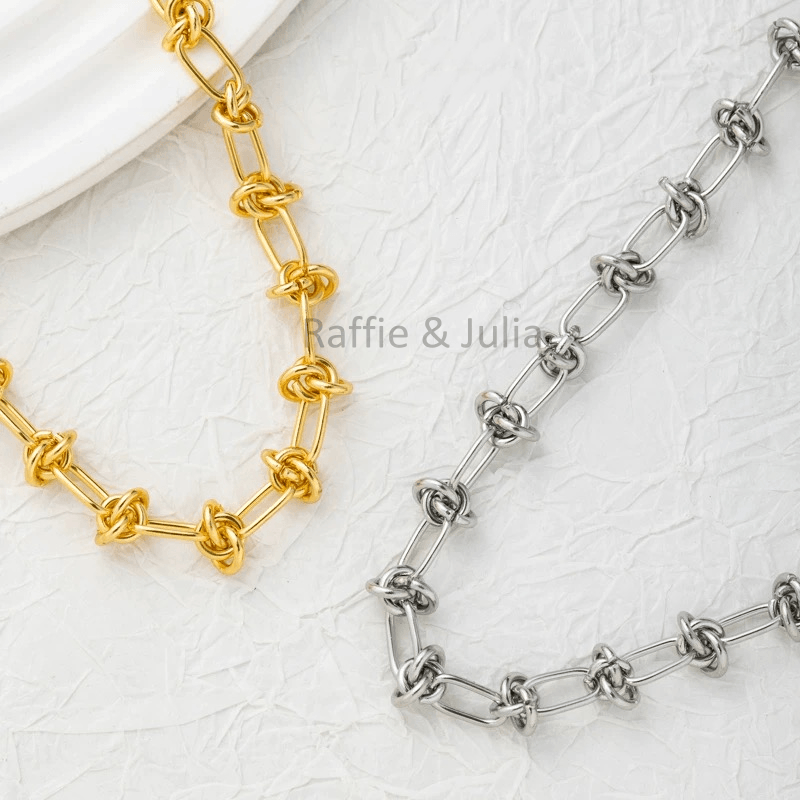 18K Gold-Plated Medical Steel Dual-Knot Link Chain - Openable Clasp ...