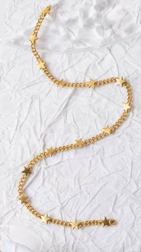 18K Gold-Plated Medical Steel Star Cuban Link Chain - Openable Clasp ...