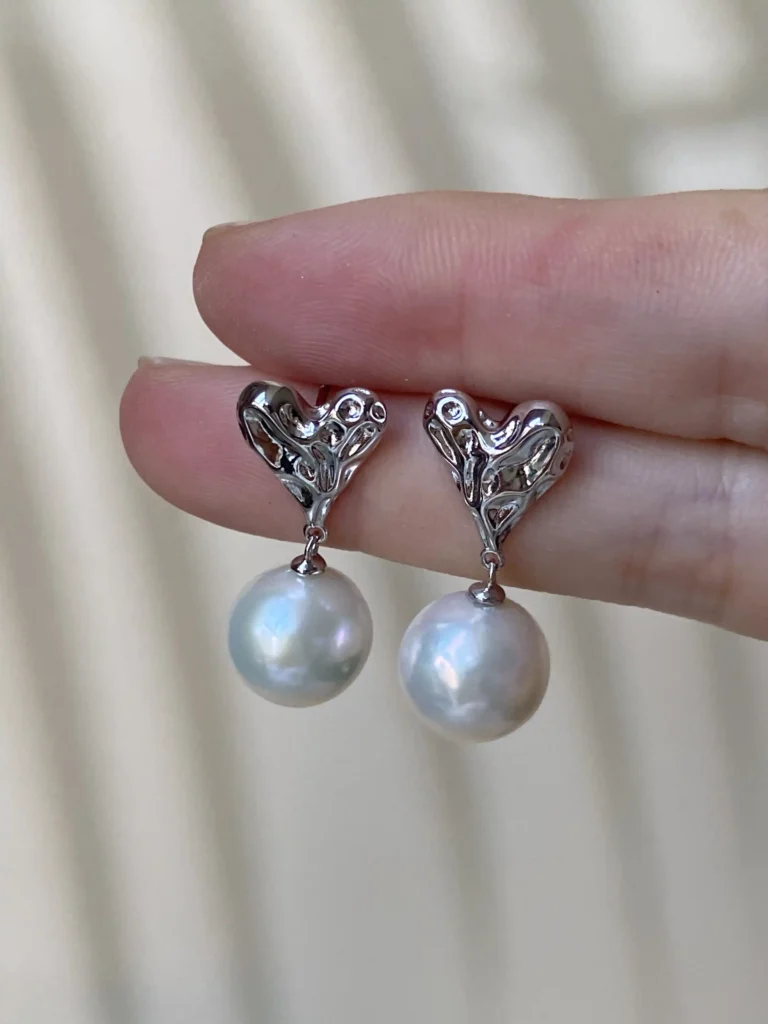Romance Pearl Earrings, 10-11mm Large Freshwater Pearls, Heart-Shaped ...